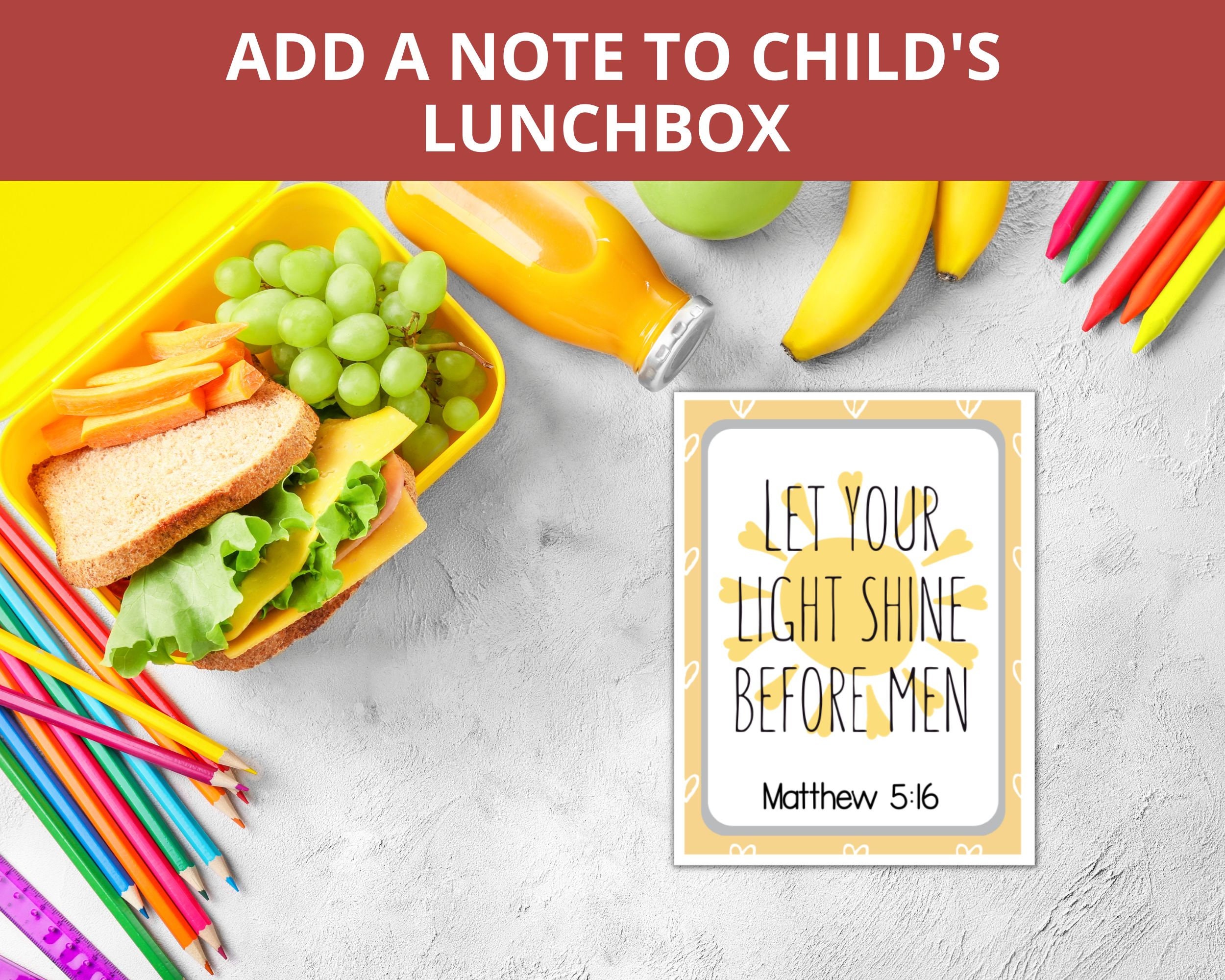 Christian Lunchbox Notes, Scripture Lunch Notes, Scripture Lunch Box ...