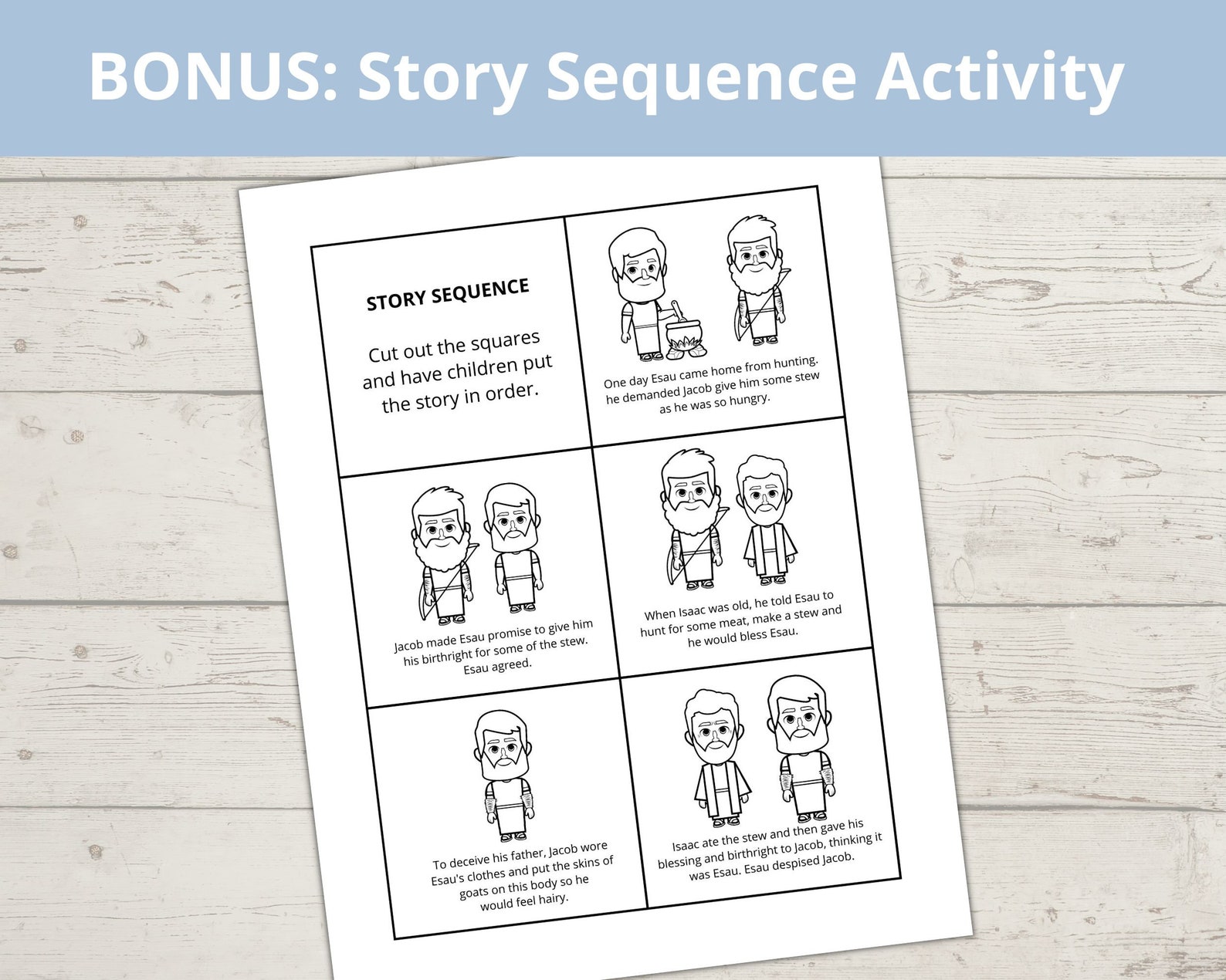 Jacob and Esau, Bible Story Printable, Sunday School Activities ...