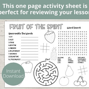 Fruit of the Spirit Activity Page, Coloring Page, Bible Activity ...