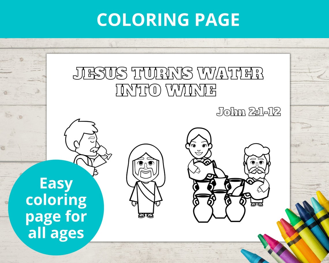Jesus Turns Water Into Wine Bible Story Activities Sunday - Etsy