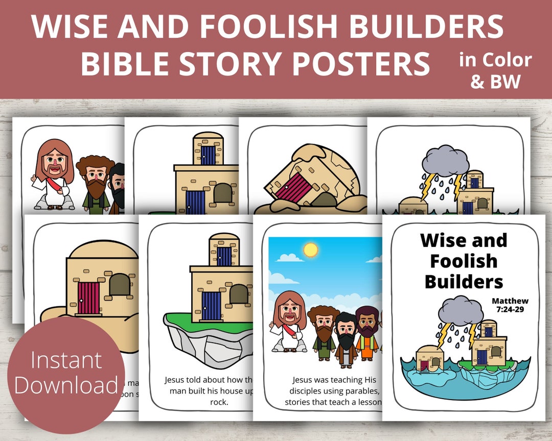 Wise and Foolish Builder Bible Story Poster Build Your House - Etsy