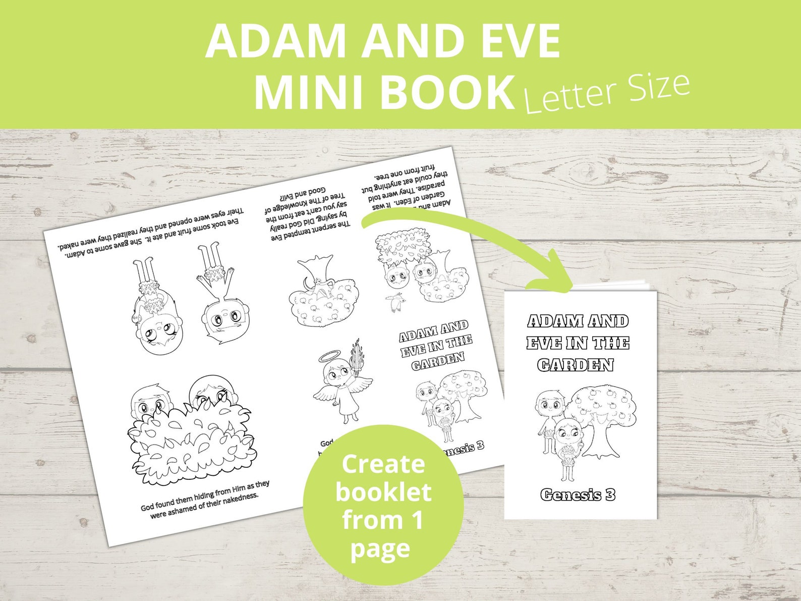 Adam and Eve Bible Story Activity, Sunday School Craft, Printable Mini ...