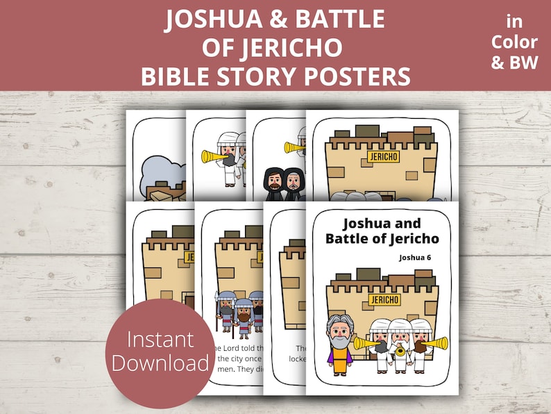Battle of Jericho, Joshua and Battle of Jericho, Bible Story Poster ...