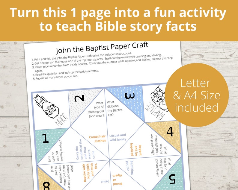 John the Baptist, Bible Story Activity, Sunday School Craft, Fortune ...
