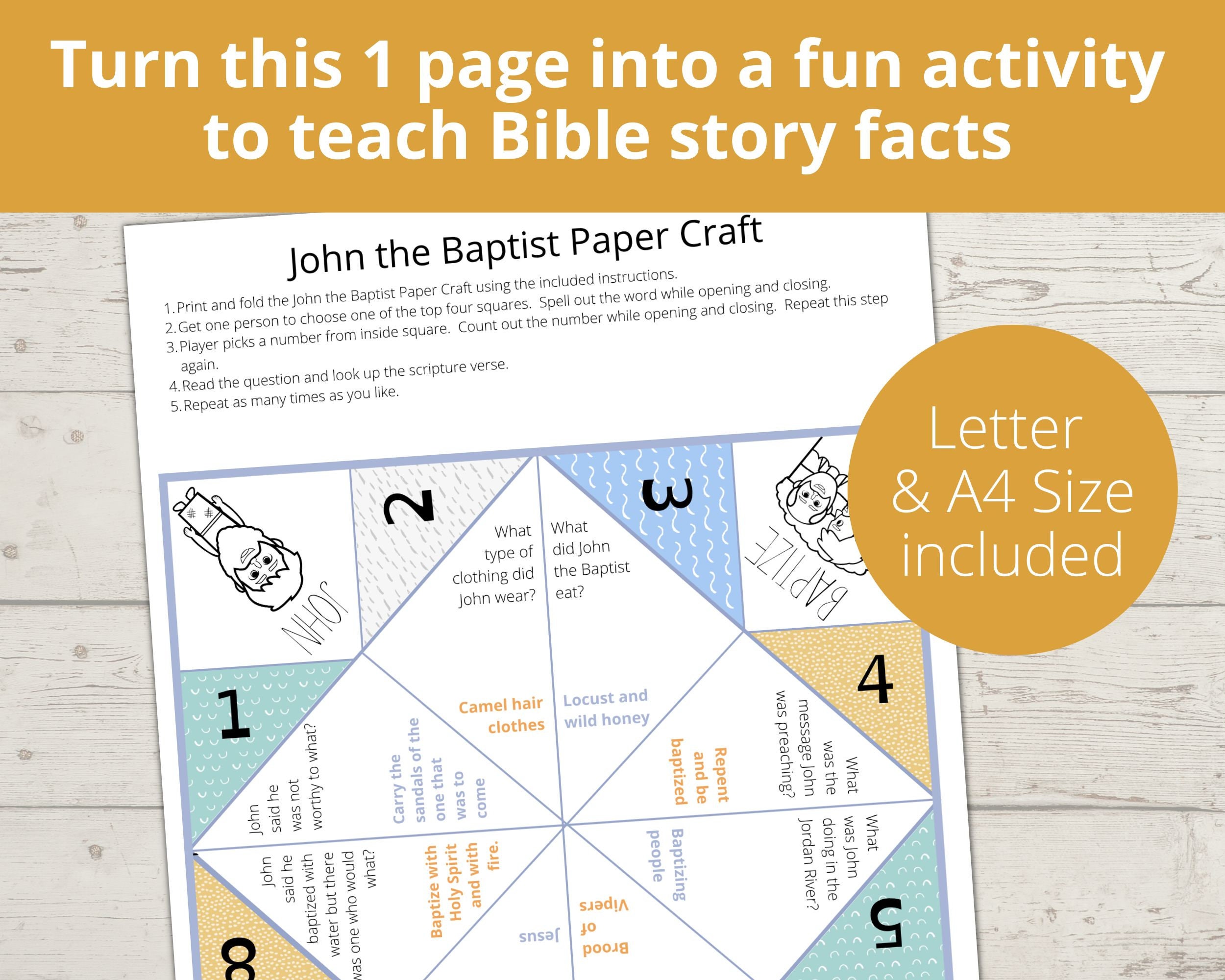 John the Baptist, Bible Story Activity, Sunday School Craft, Fortune ...