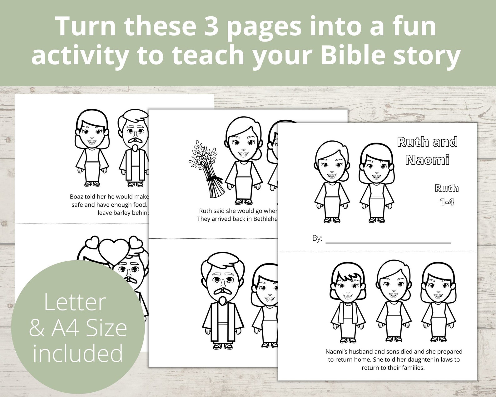 Ruth and Naomi, Ruth and Boaz, Mini Booklet, Sunday School Craft ...