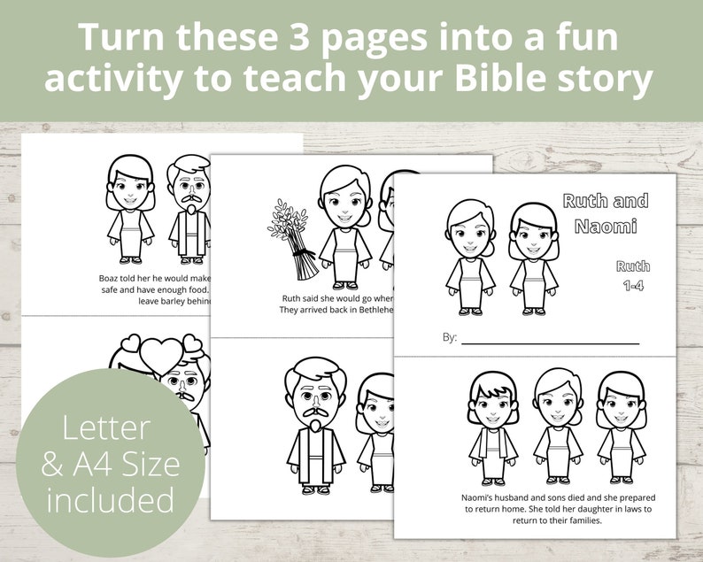 Ruth and Naomi, Ruth and Boaz, Mini Booklet, Sunday School Craft ...