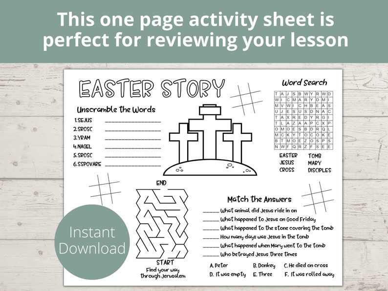 Holy Week Activities for Kids, Bible Activity, the Easter Story, Church ...
