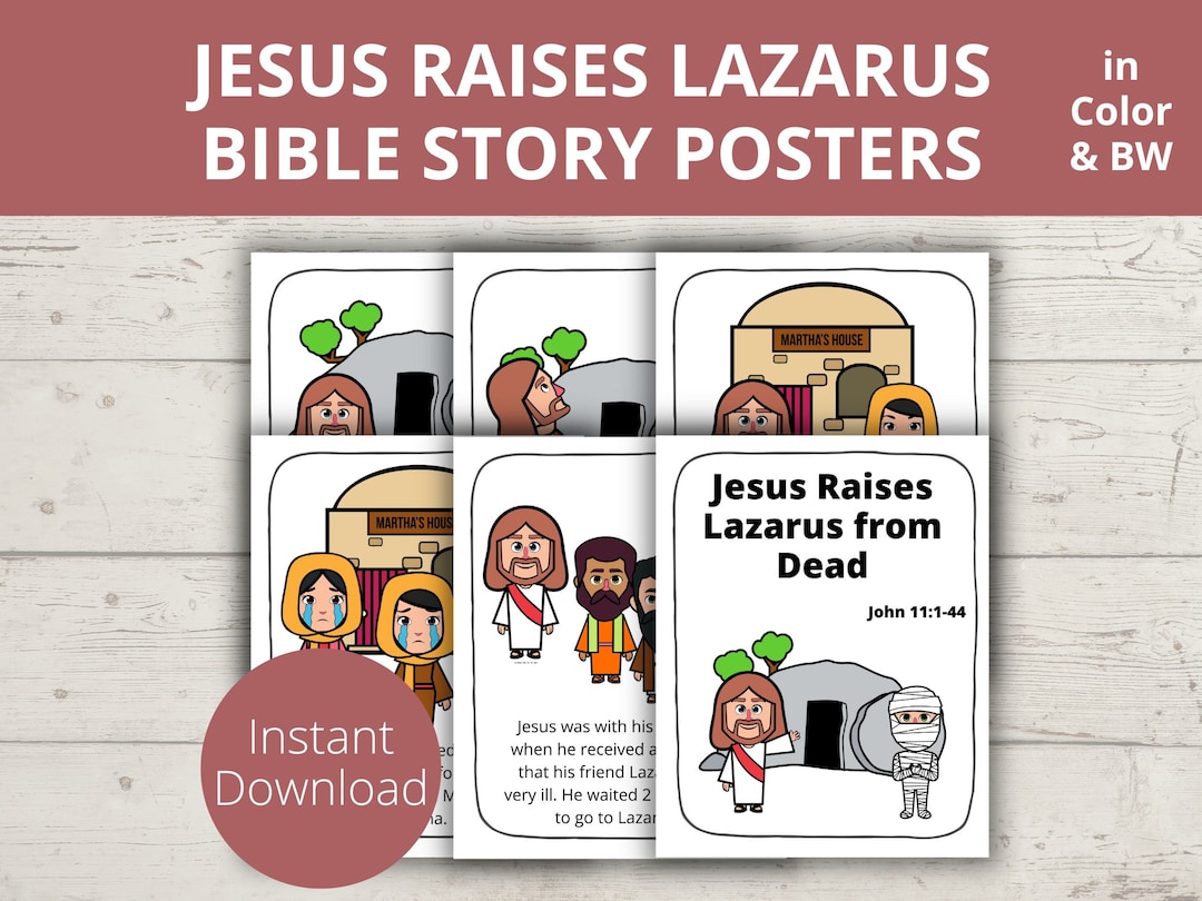 Jesus Raises Lazarus, Bible Story Poster, Morning Basket, Church ...