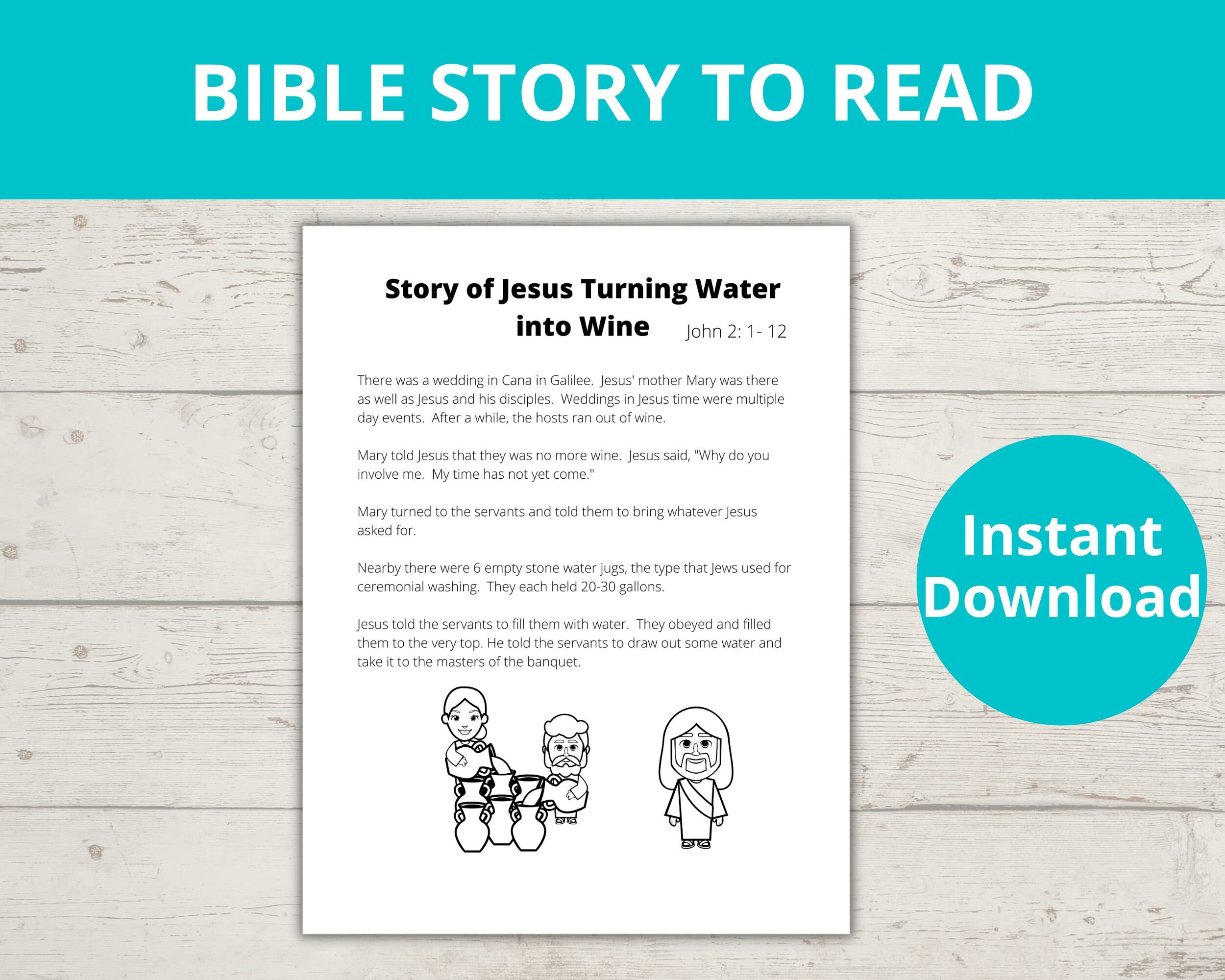Jesus Turns Water Into Wine Bible Story Activities, Sunday School Craft ...