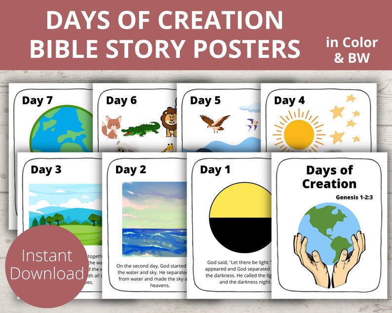 Days of Creation Printable God Created Bible Story Poster - Etsy