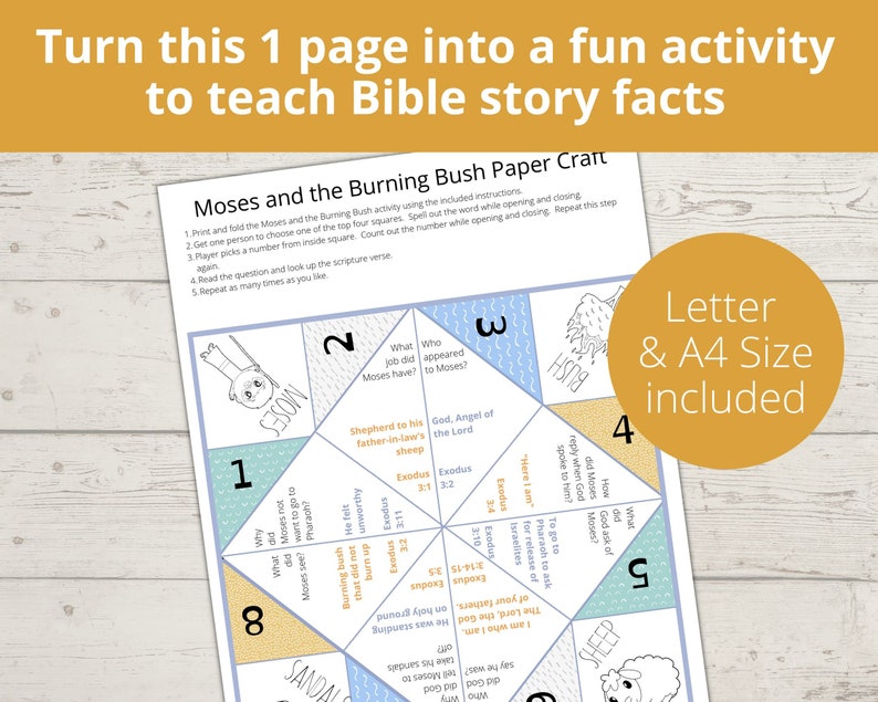Moses and the Burning Bush Bible Story Activity Sunday School - Etsy Canada