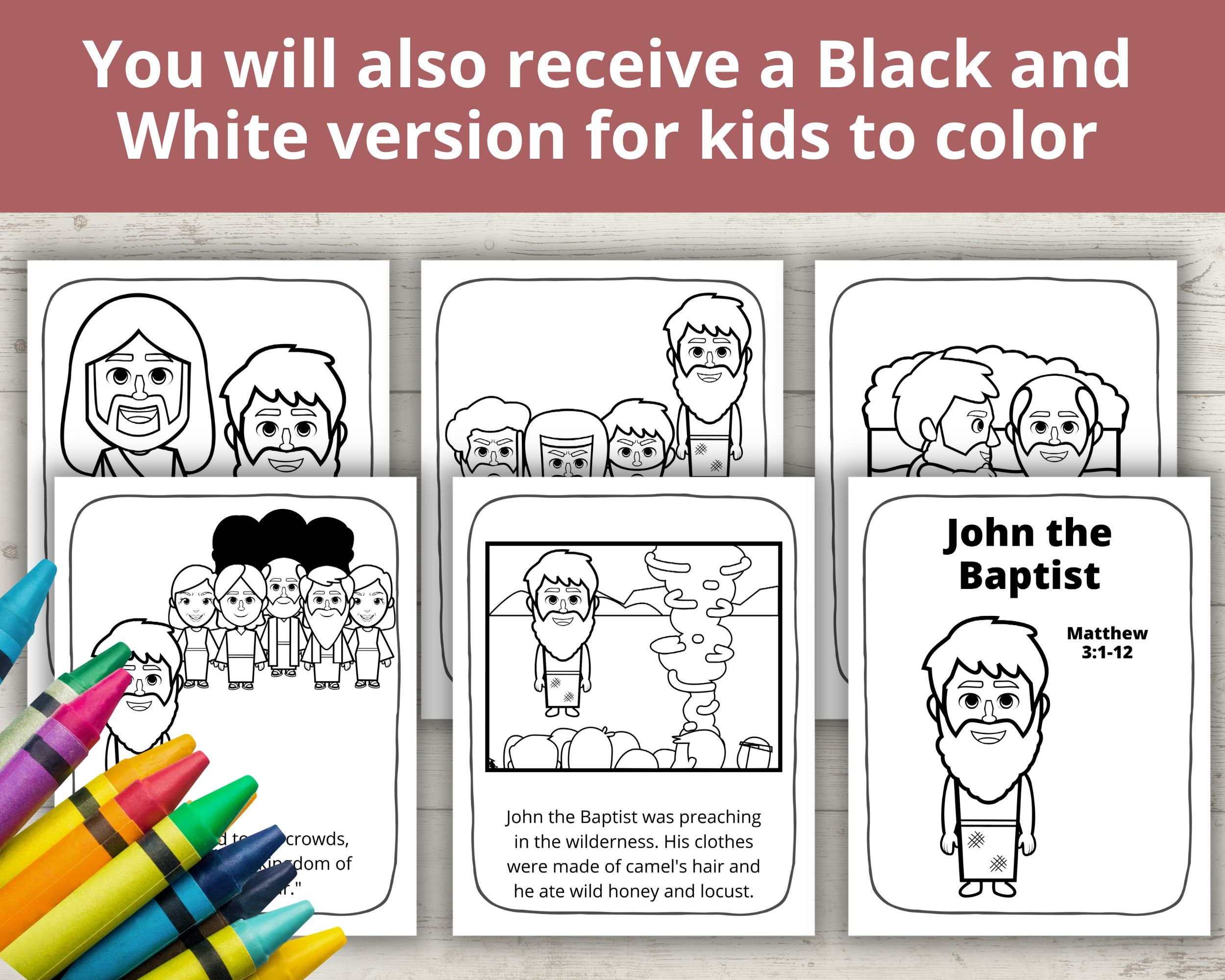 John the Baptist, Honey and Locust, Bible Story Poster, Bible Coloring ...