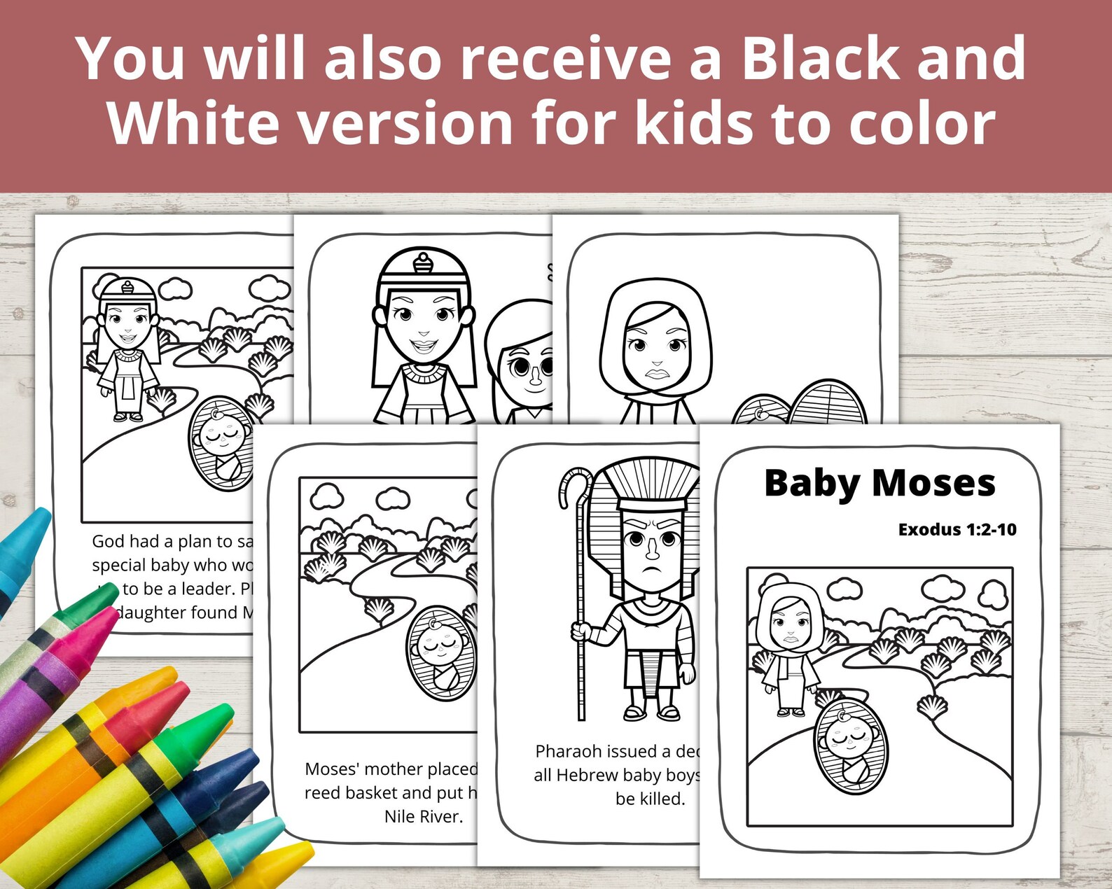 Baby Moses, Moses Bible Lessons, Bible Coloring Pages for Kids, Bible ...