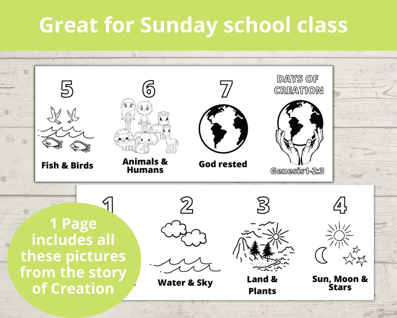 Days of Creation Printable, Sunday School Craft, Bible Story Activity ...