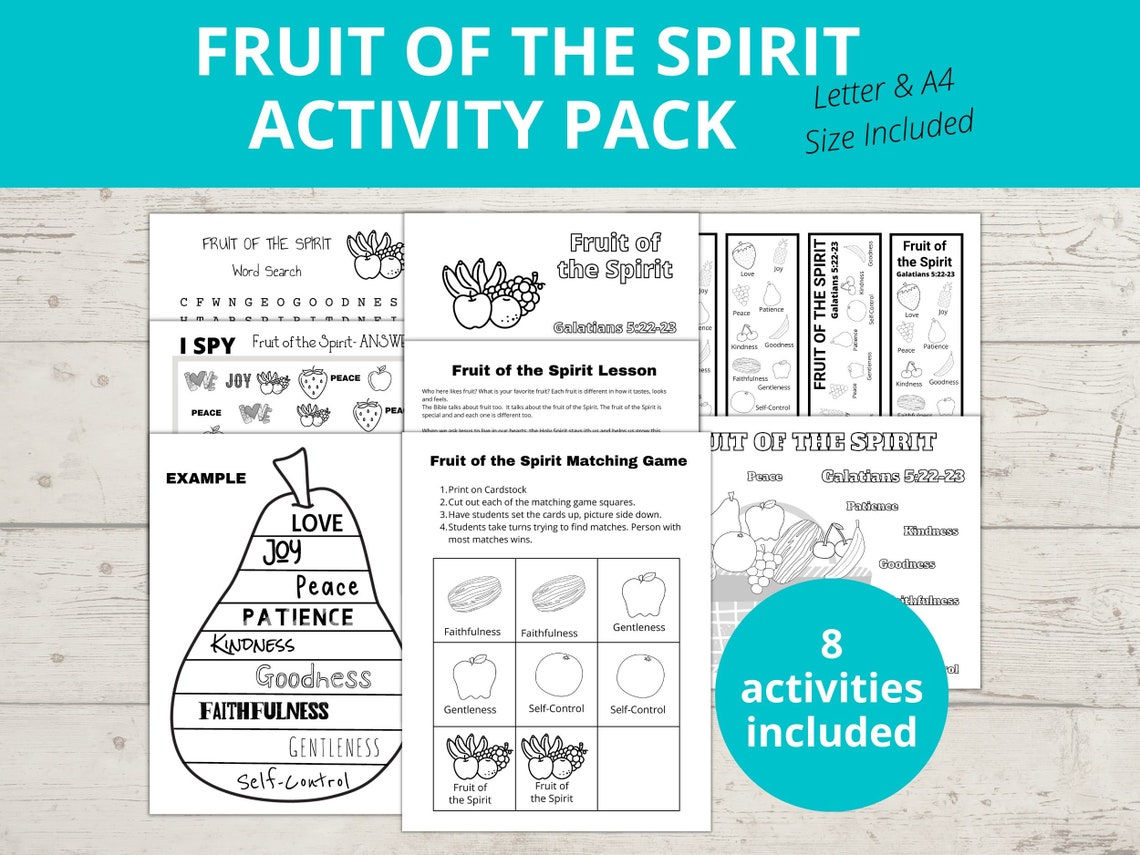 Fruit of the Spirit Activity Pack, Printable Bible Story Activities ...