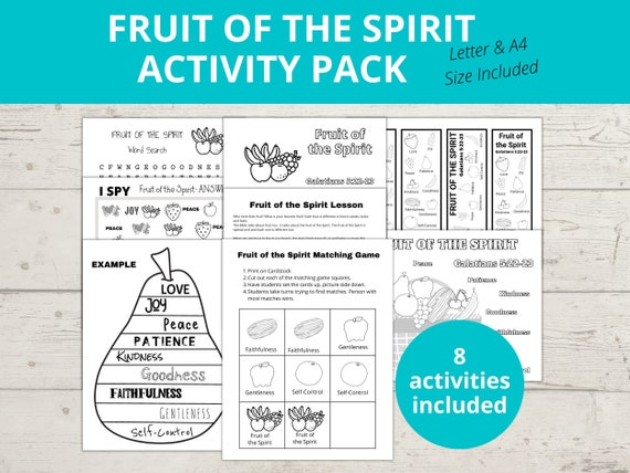 Páginas De Actividades Del Fruto Del Espíritu