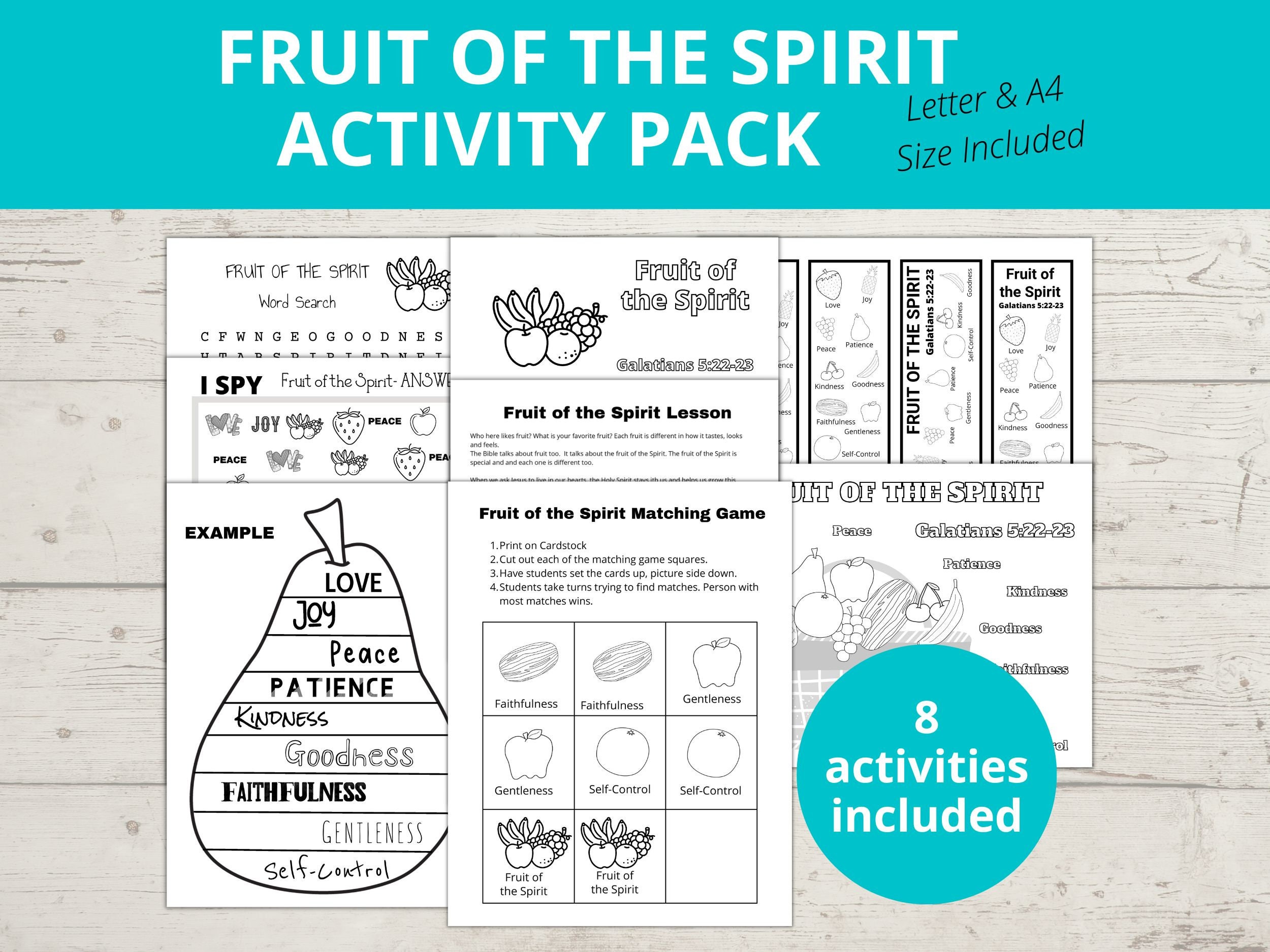 Fruit of the Spirit Activity Pack, Printable Bible Story Activities ...