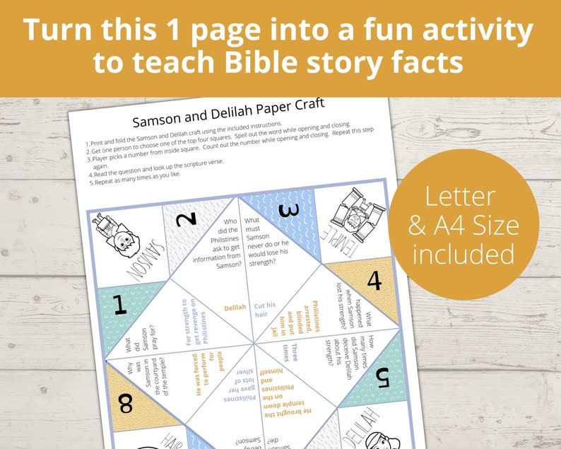 Samson and Delilah, Fortune Teller, Samson Bible, Cootie Catcher, Bible ...