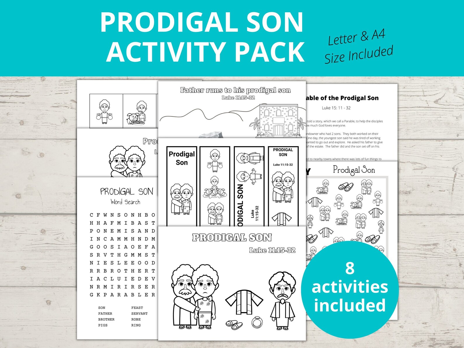 Prodigal Son Bible Story Activities Sunday School Craft Activity Pack