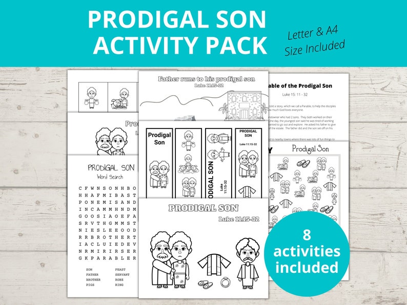 Prodigal Son Bible Story Activities, Sunday School Craft, Activity Pack ...