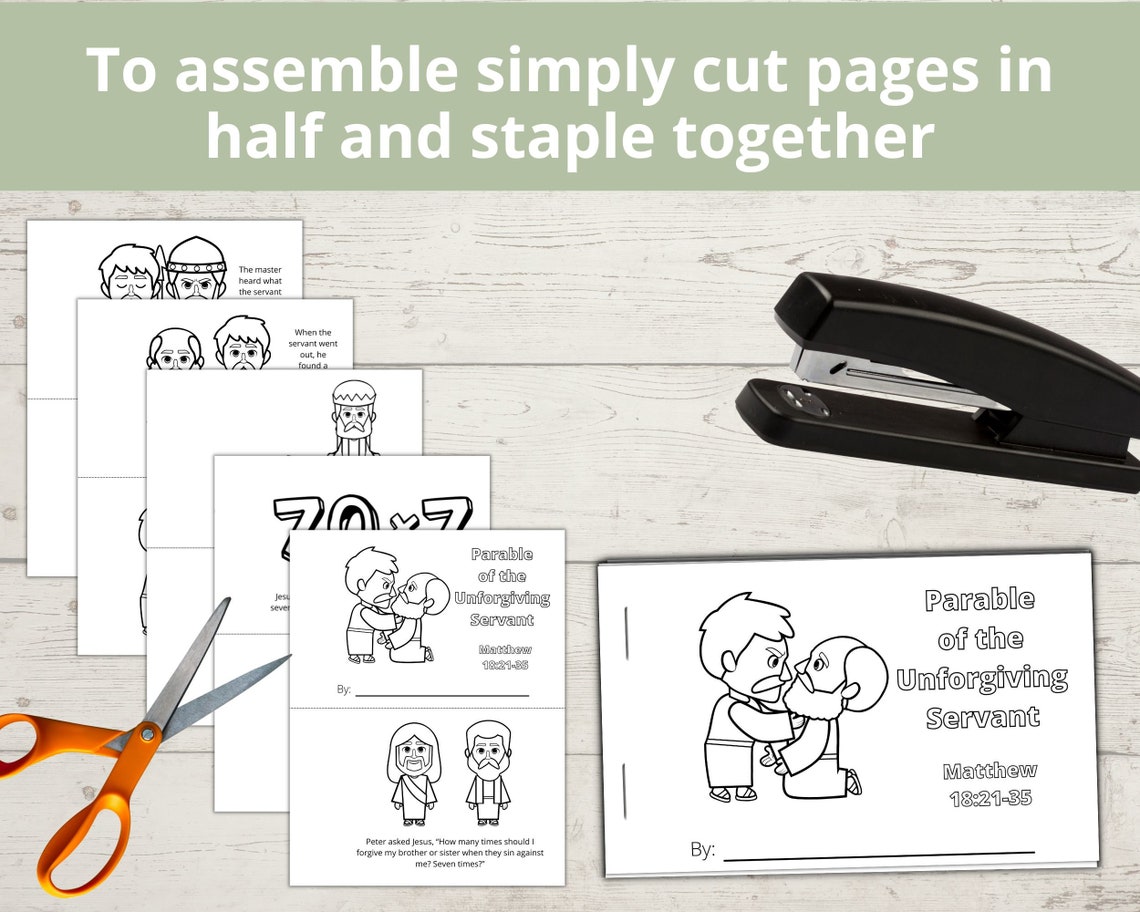 Parable of Unforgiving Servant, Mini Booklet, Preschool Bible ...