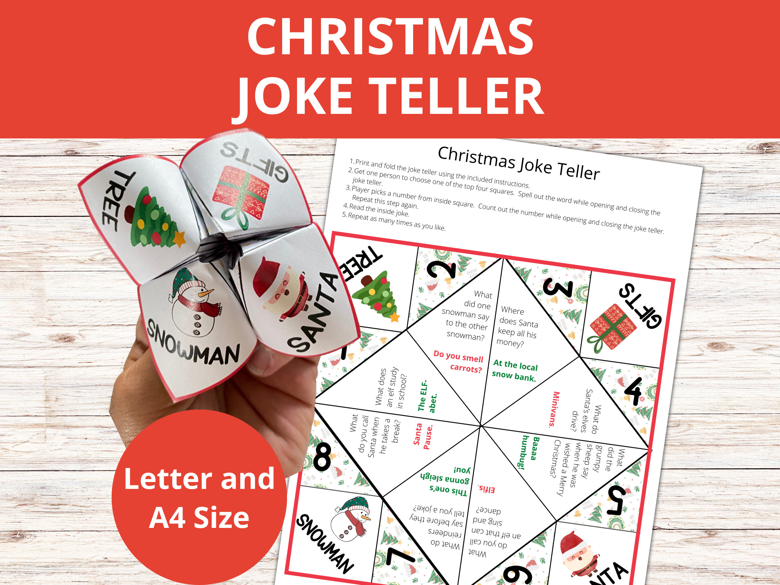 Christmas Joke Teller, Fortune Teller, Cootie Catcher, Christmas Day ...