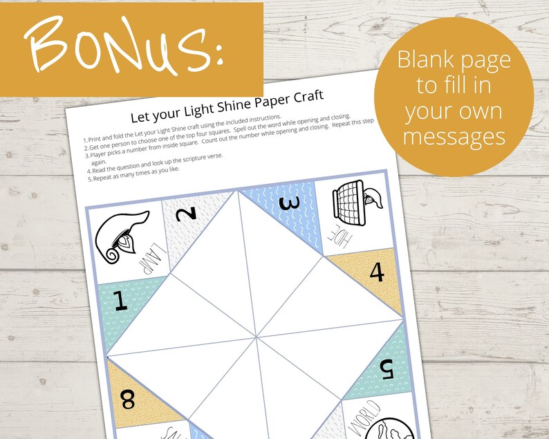 Let Your Light Shine, This Little Light of Mine, Cootie Catcher, Bible ...