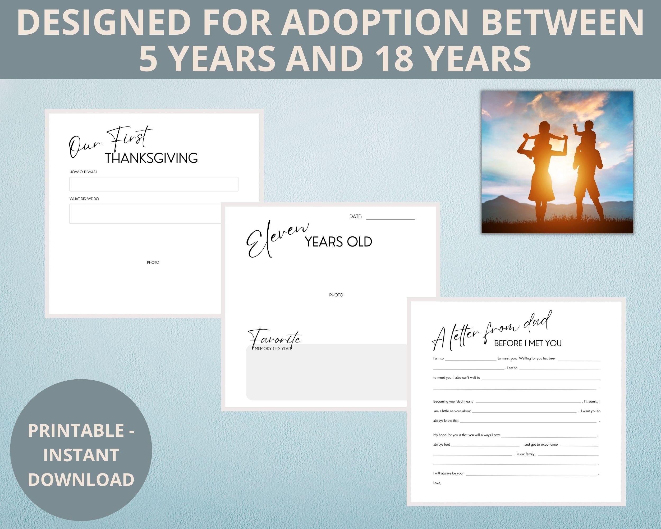 Adoption Memory Book, Memory Book for School , Adoption Journal, Older ...