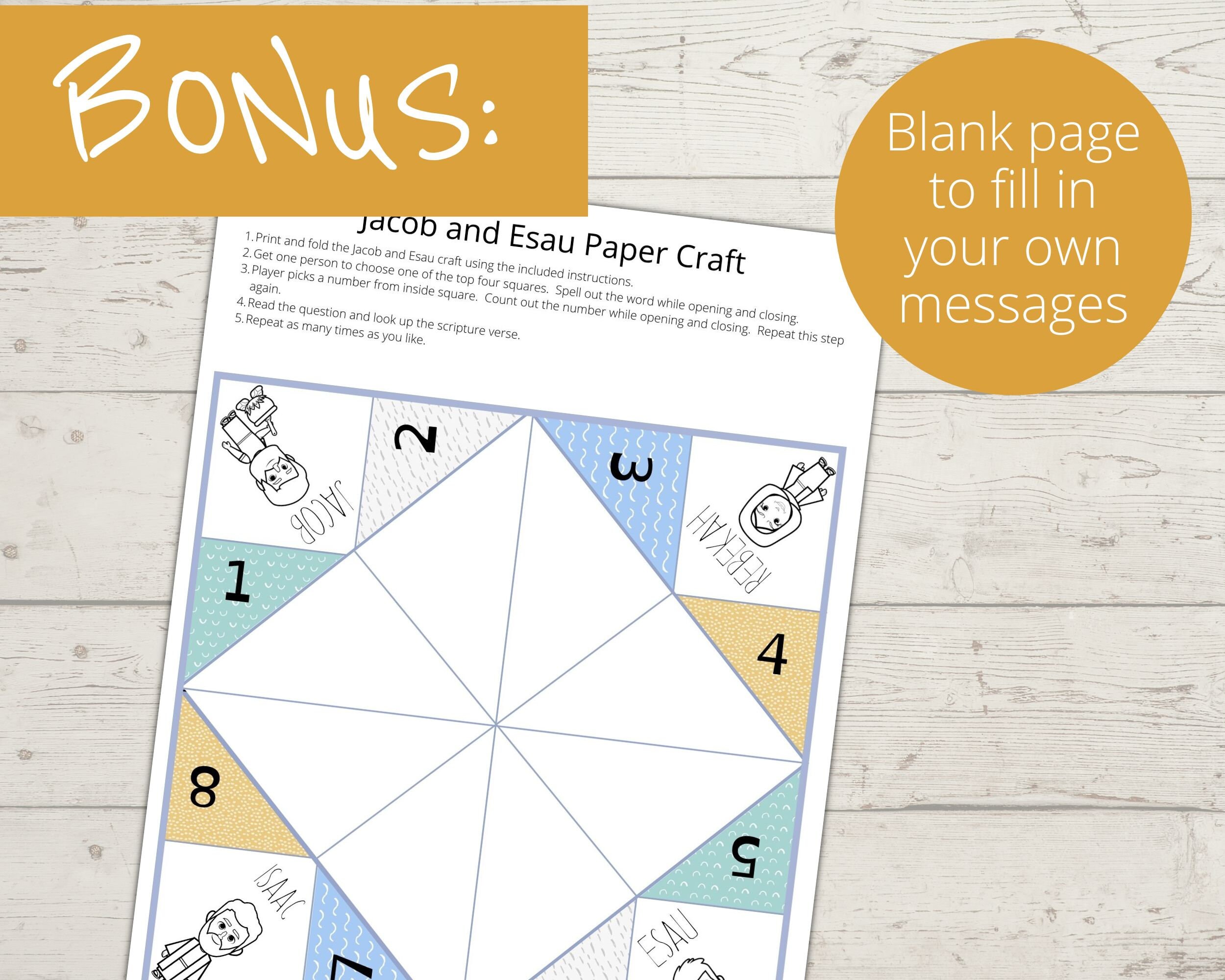 Jacob and Esau Craft, Fortune Teller, Cootie Catcher, Sunday School ...