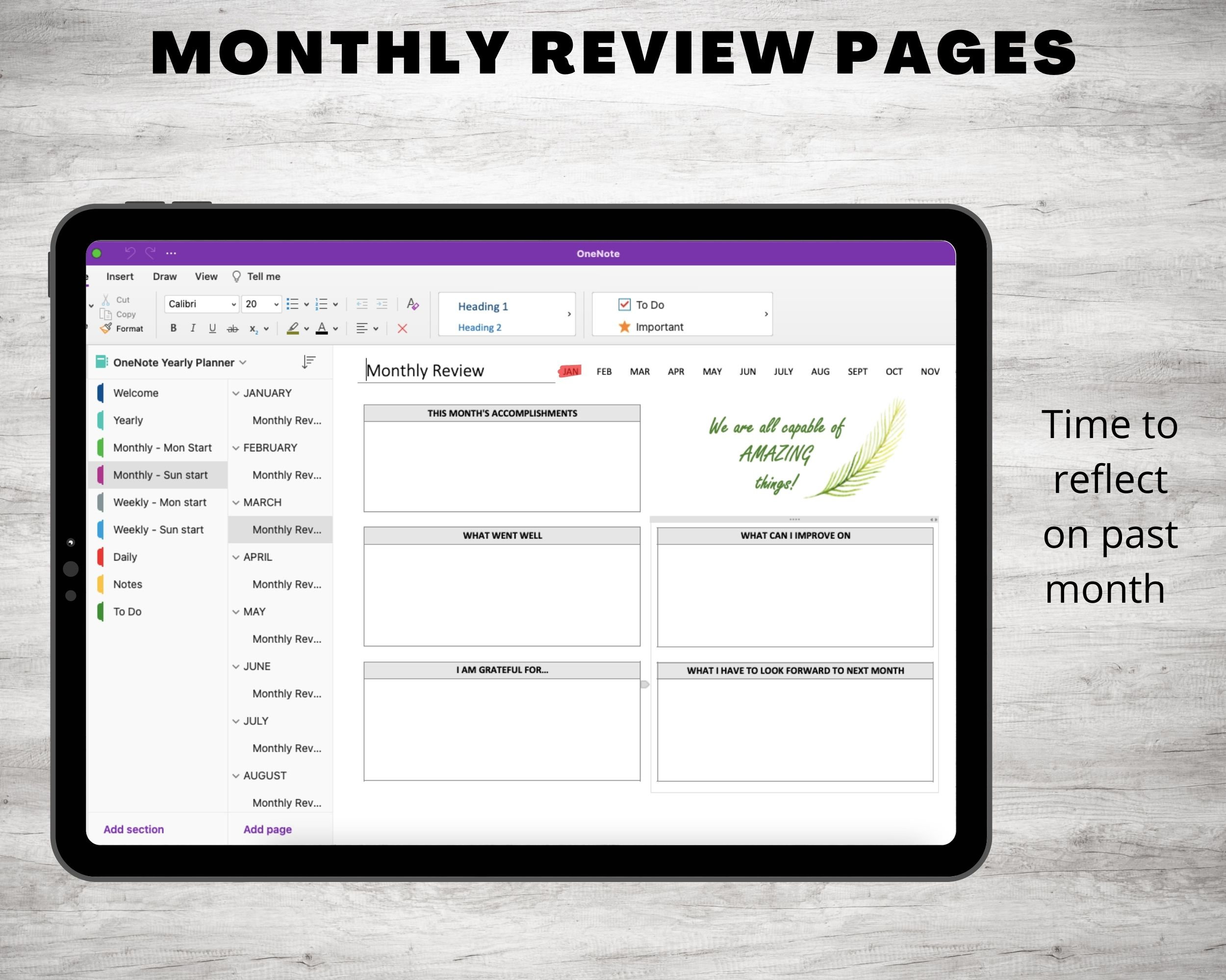 Onenote Digital Yearly Planner, Undated Onenote Planner Template ...