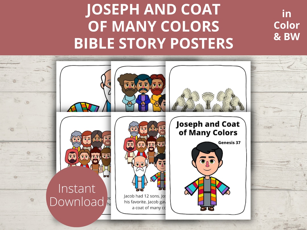 Joseph Coat of Many Colors, Bible Story Poster, Morning Basket, Church ...