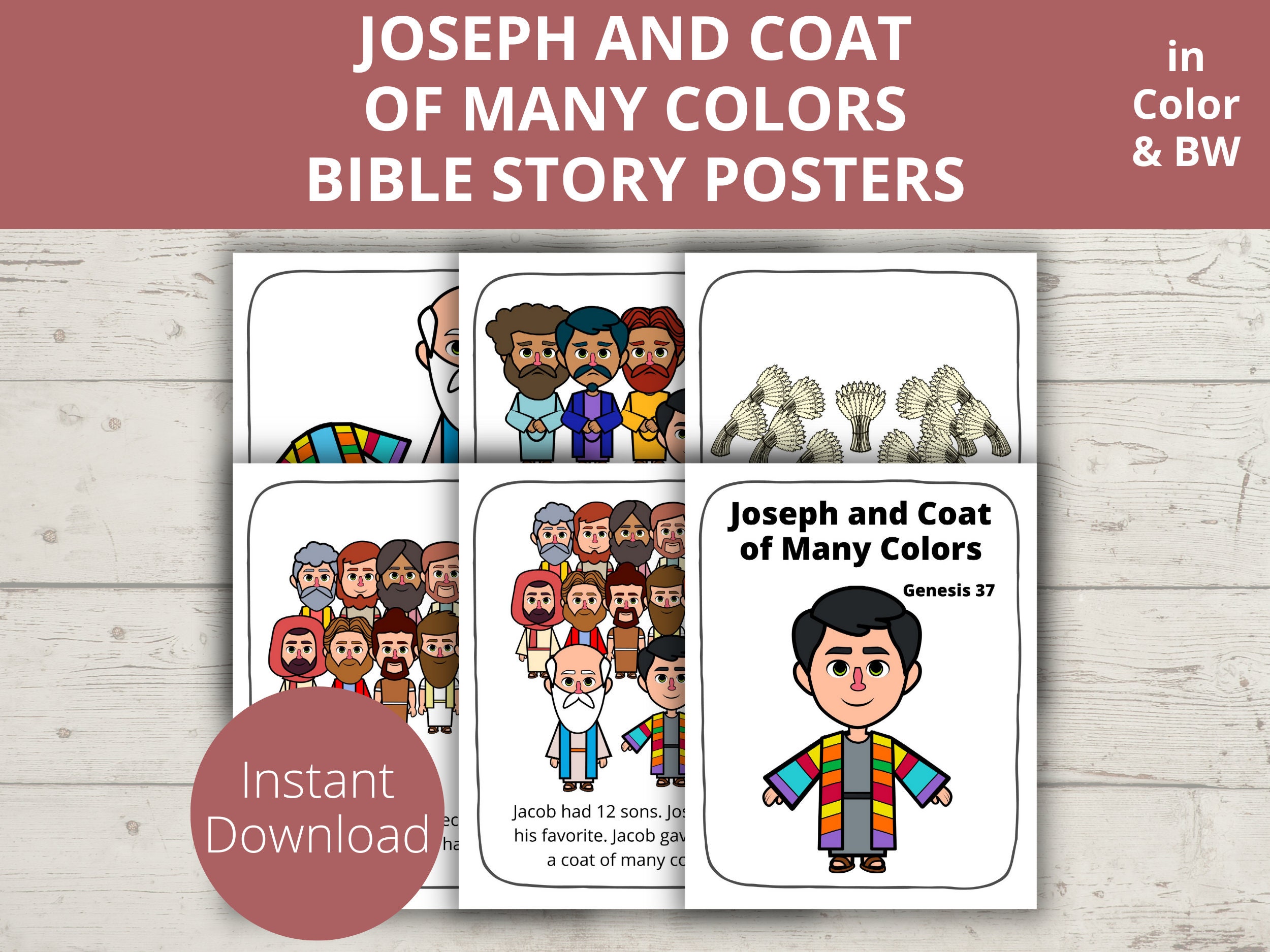 Joseph Coat of Many Colors, Bible Story Poster, Morning Basket, Church ...
