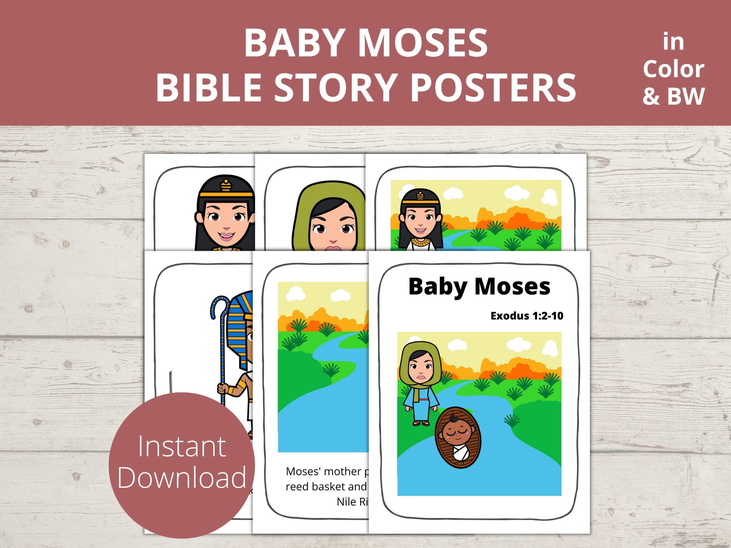 Baby Moses, Moses Bible Lessons, Bible Coloring Pages for Kids, Bible ...