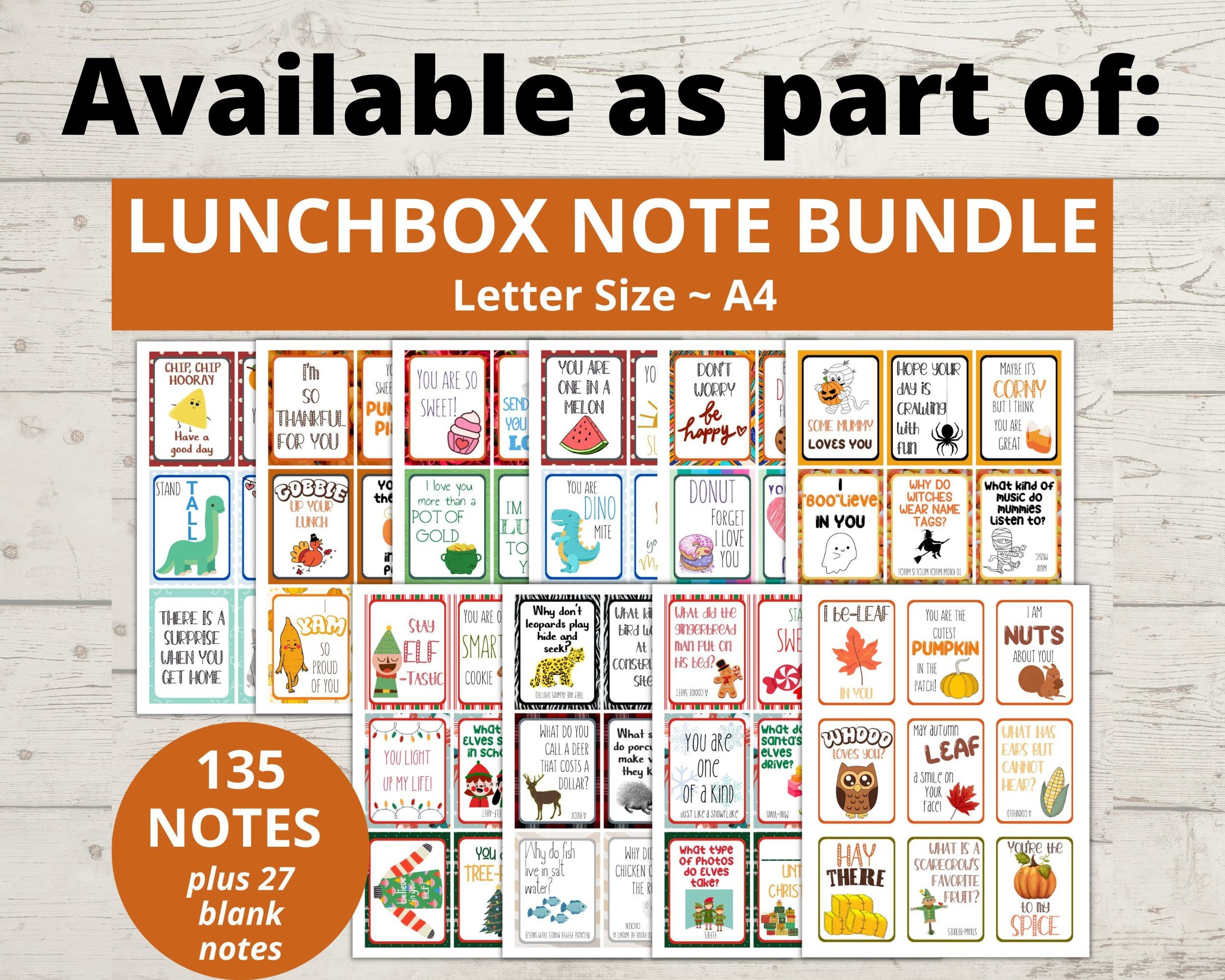 Lunchbox Notes for Kids, Seasonal Lunchbox Notes, Positive Affirmations ...