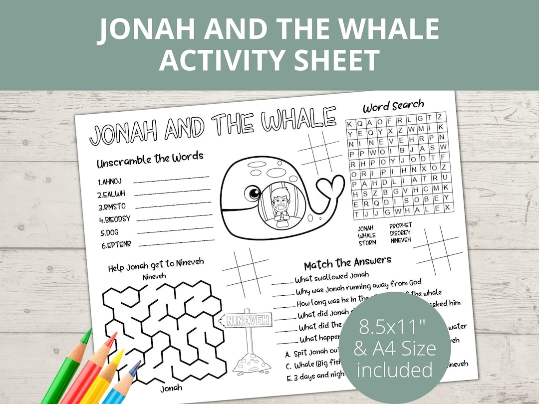 Jonah and the Whale, Bible Activity, Church Kids Activity, Sunday ...
