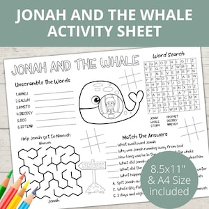 Jonah and the Whale, Bible Activity, Church Kids Activity, Sunday ...