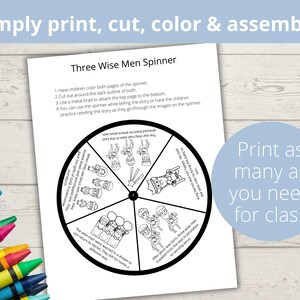 Three Wise Men Spinner, Christmas Nativity Craft, Paper Spinner, Bible ...