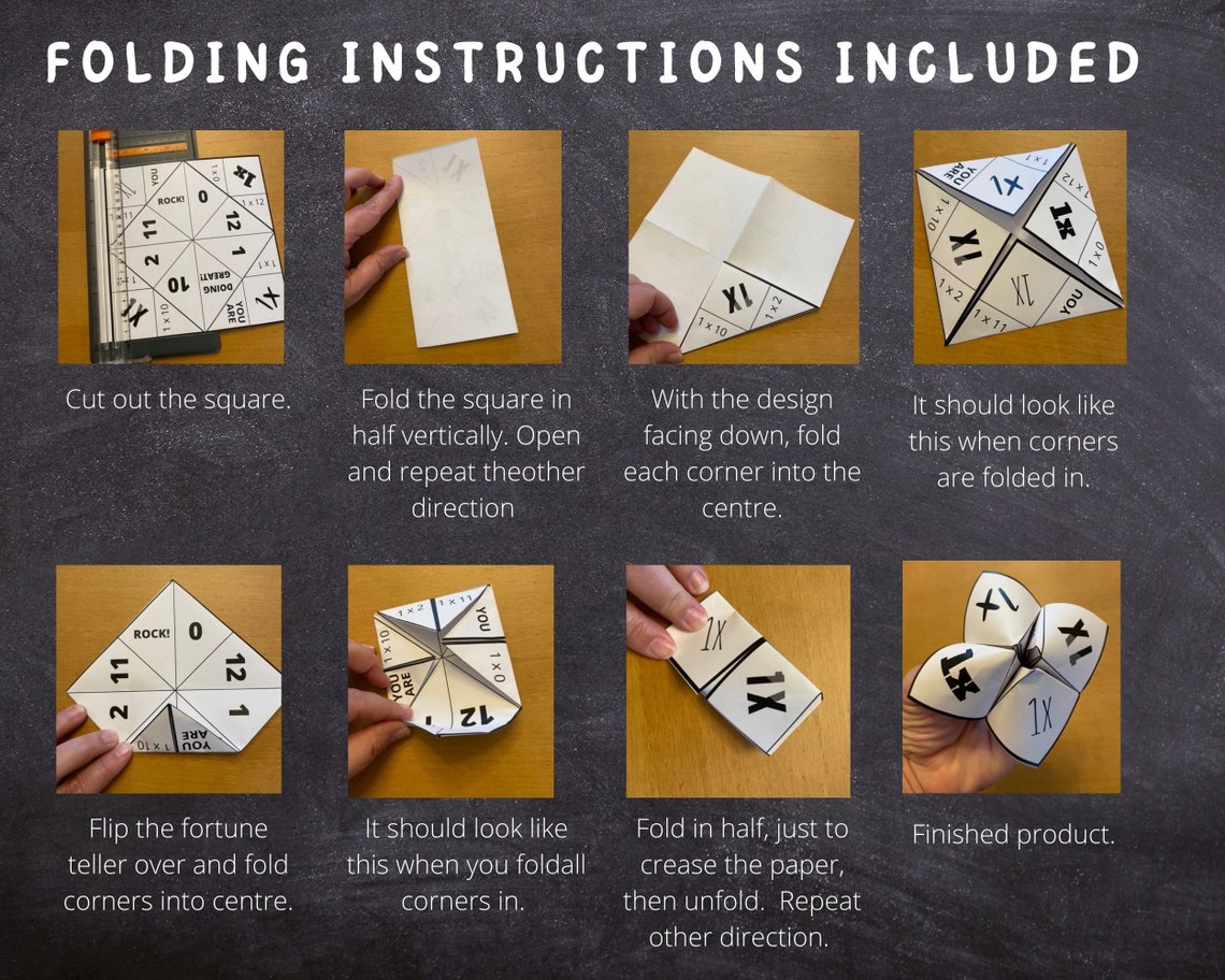 Math Flash Cards Math Fortune Teller Times Table - Etsy