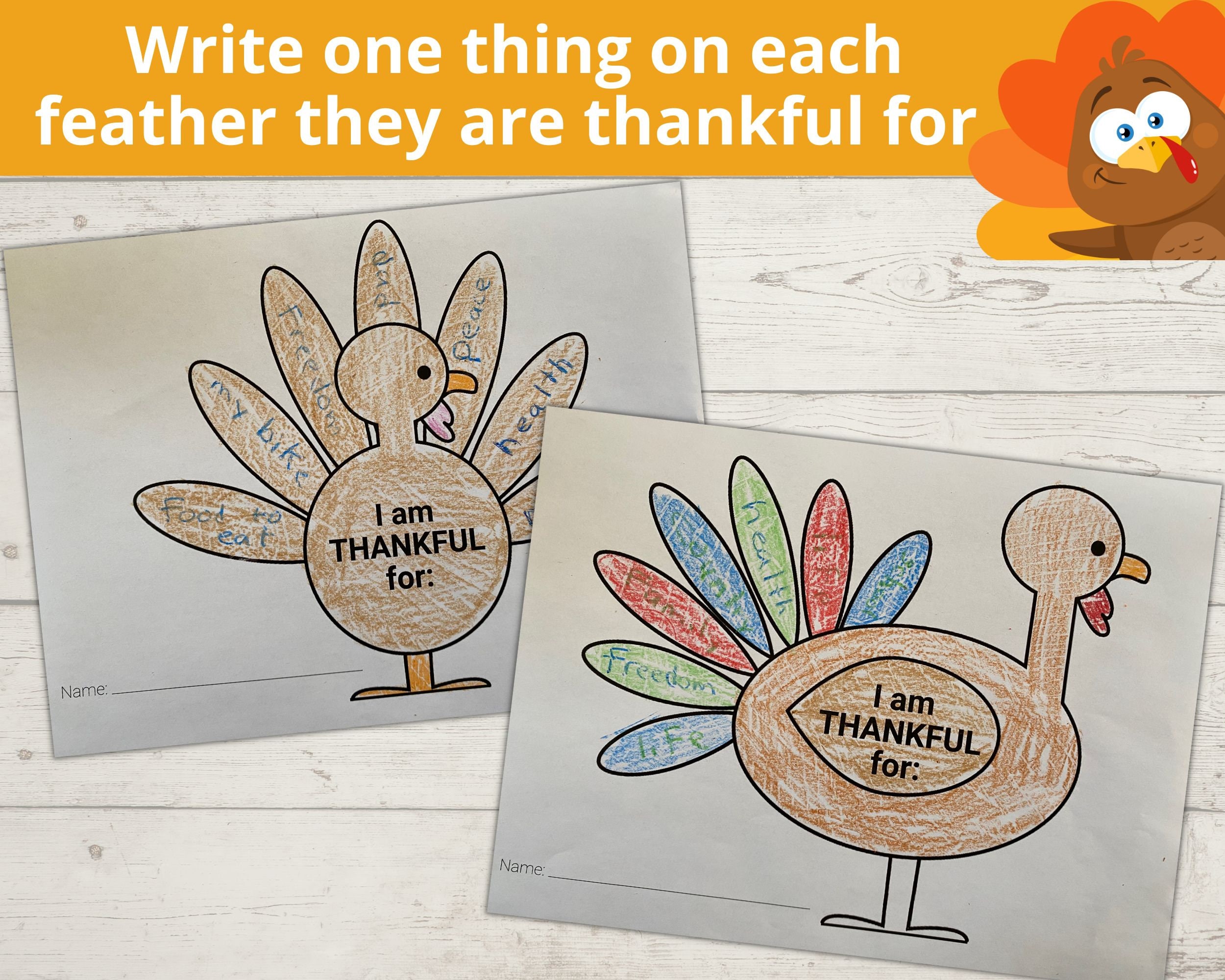 Gratitude Turkey Craft, I Am Thankful for Activity, Kindergarten Craft ...