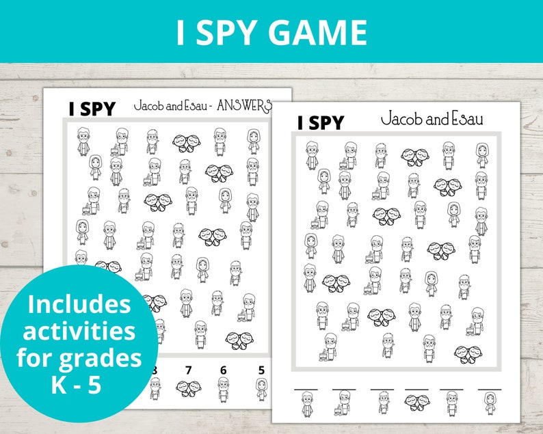 Jacob and Esau, Bible Story for Kids, Sunday School Activity, I Spy ...