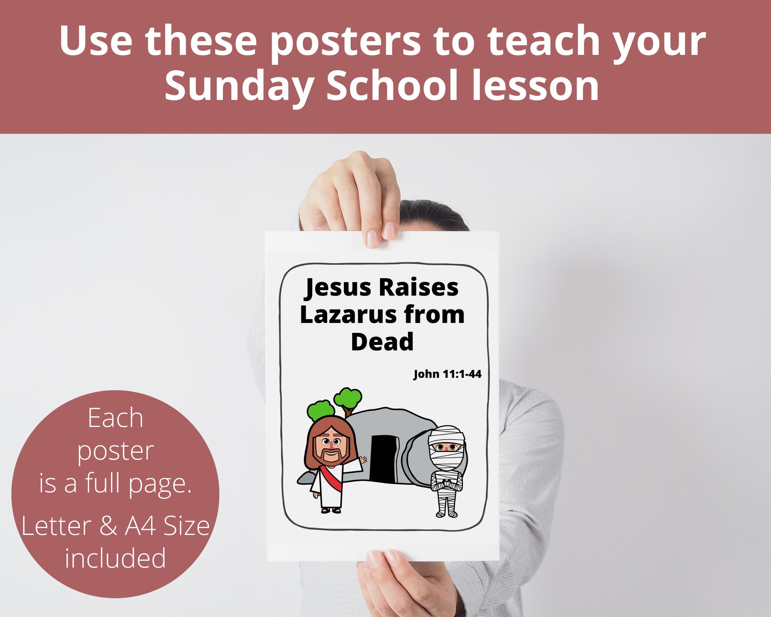 Jesus Raises Lazarus, Bible Story Poster, Morning Basket, Church ...