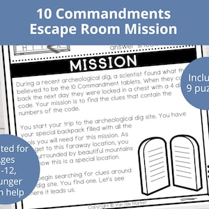 Escape Room Kids, Bible Escape Room Digital Prints, Ten Commandments ...