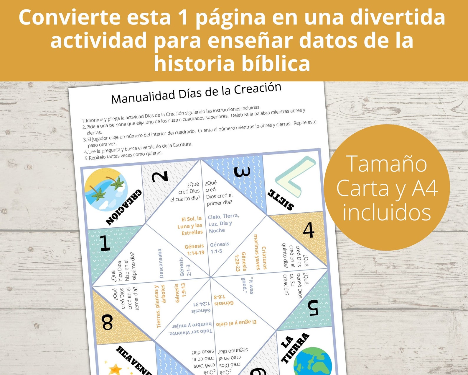 En Español, Dias De La Creacion Historia Biblica Actividad, Days of ...