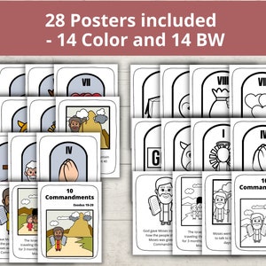 10 Commandments Posters, 10 Commandments for Kids, Bible Story Posters ...