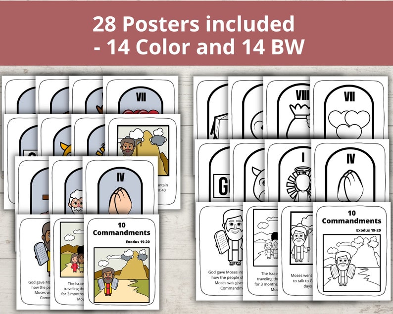 10 Commandments Posters, 10 Commandments for Kids, Bible Story Posters ...