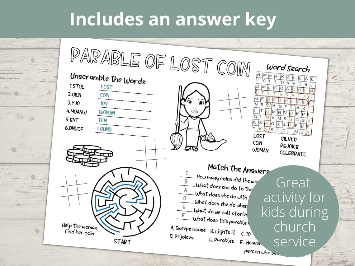 Parable of the Lost Coin, Parable of Jesus, Bible Activity, Church Kids ...