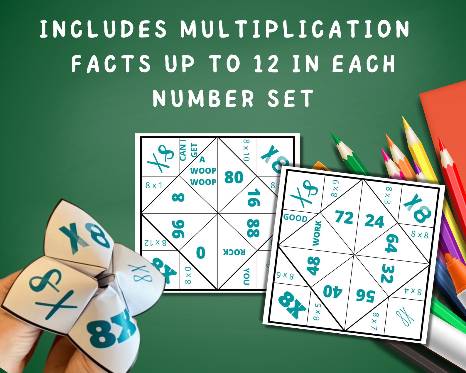 Math Flash Cards, Math Fortune Teller, Times Table, Multiplication ...