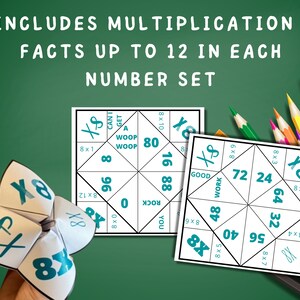 Math Flash Cards, Math Fortune Teller, Times Table, Multiplication ...