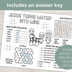 Jesus Turns Water Into Wine Craft, Church Kids Activity, Activity Pages ...